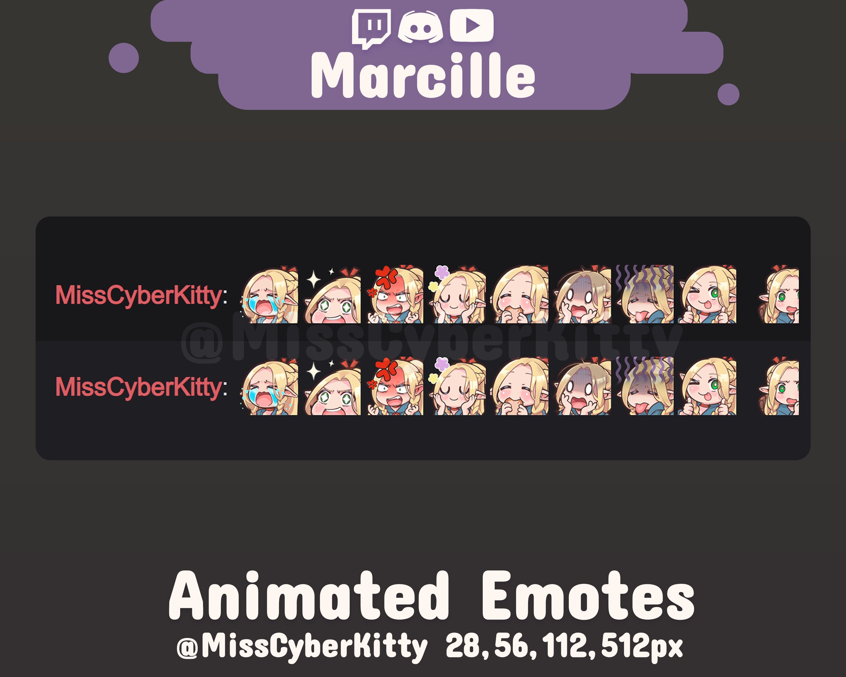 ANIMATED Twitch & Discord Emote Pack Cute Anime Elf Healer 9 Character ...