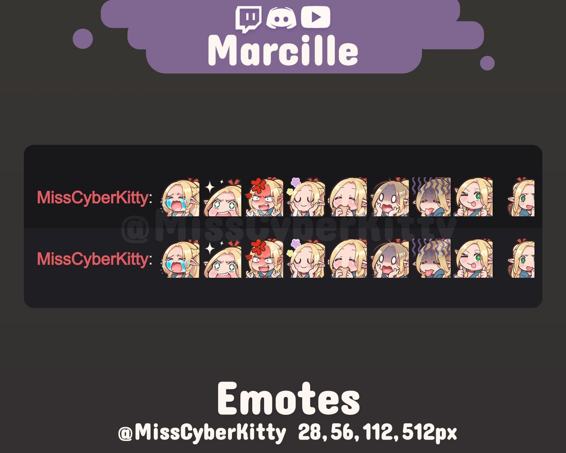 Twitch & Discord Emote Pack Cute Anime Elf Healer 9 Character Emotes - Etsy