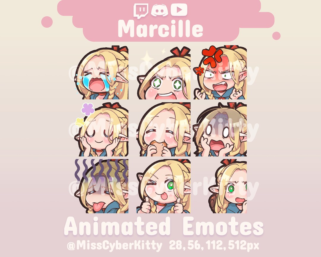 ANIMATED Twitch & Discord Emote Pack Cute Anime Elf Healer 9 Character ...
