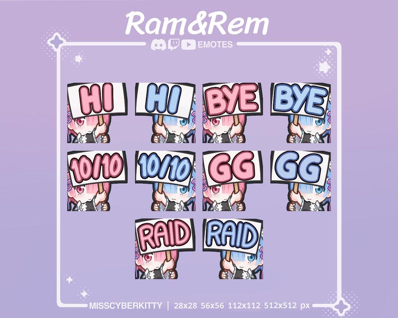 Twitch & Discord Custom Emote Pack | Twin Blue and Pink Cute Demon ...
