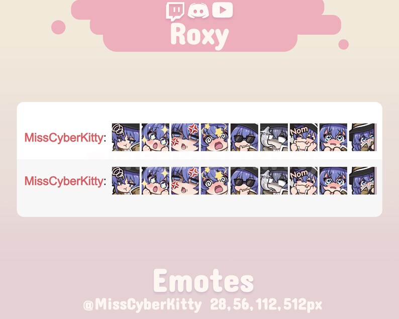Twitch & Discord Custom Emote Pack Purple Magic Tutor Anime Girl 9 ...