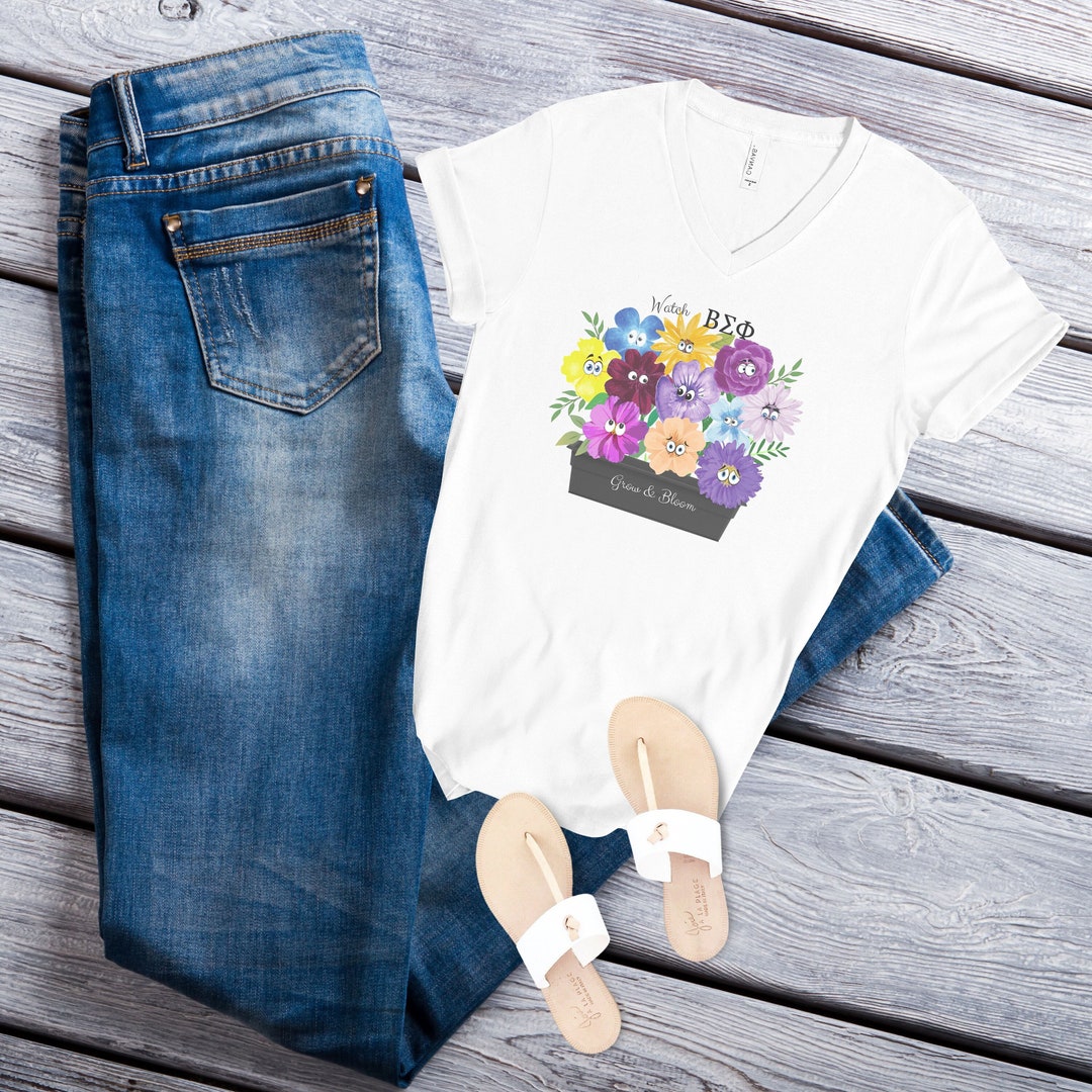 BSP - Watch Beta Sigma Phi Grow and Bloom Jersey Short Sleeve V-neck ...