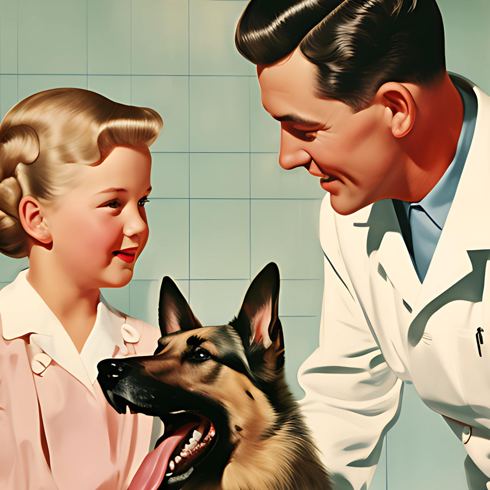 The Vet & the Beast - 1950s Vintage Veterinarian and Dog Image - Etsy