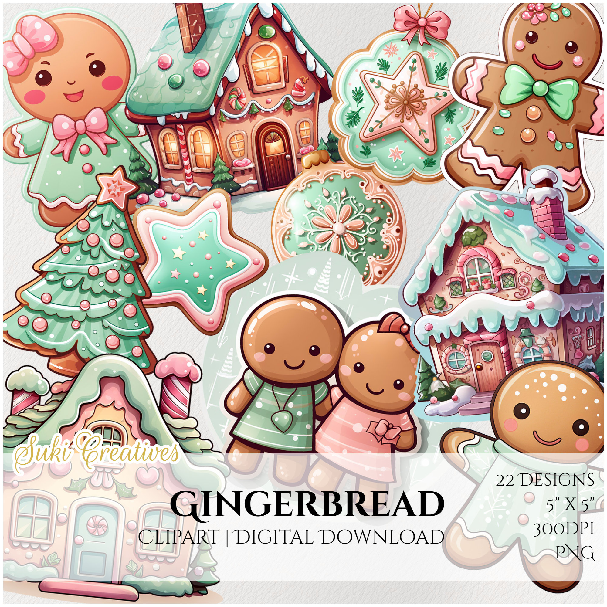Gingerbread Clipart | 22 Designs - PNG Transparent Background | Card ...
