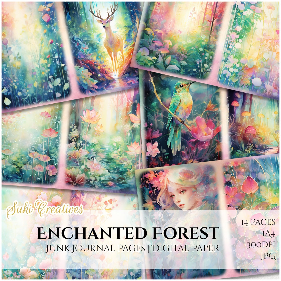 Enchanted Forest A4 Folded Into A5 14 Pages Digital Paper Scrapbook ...