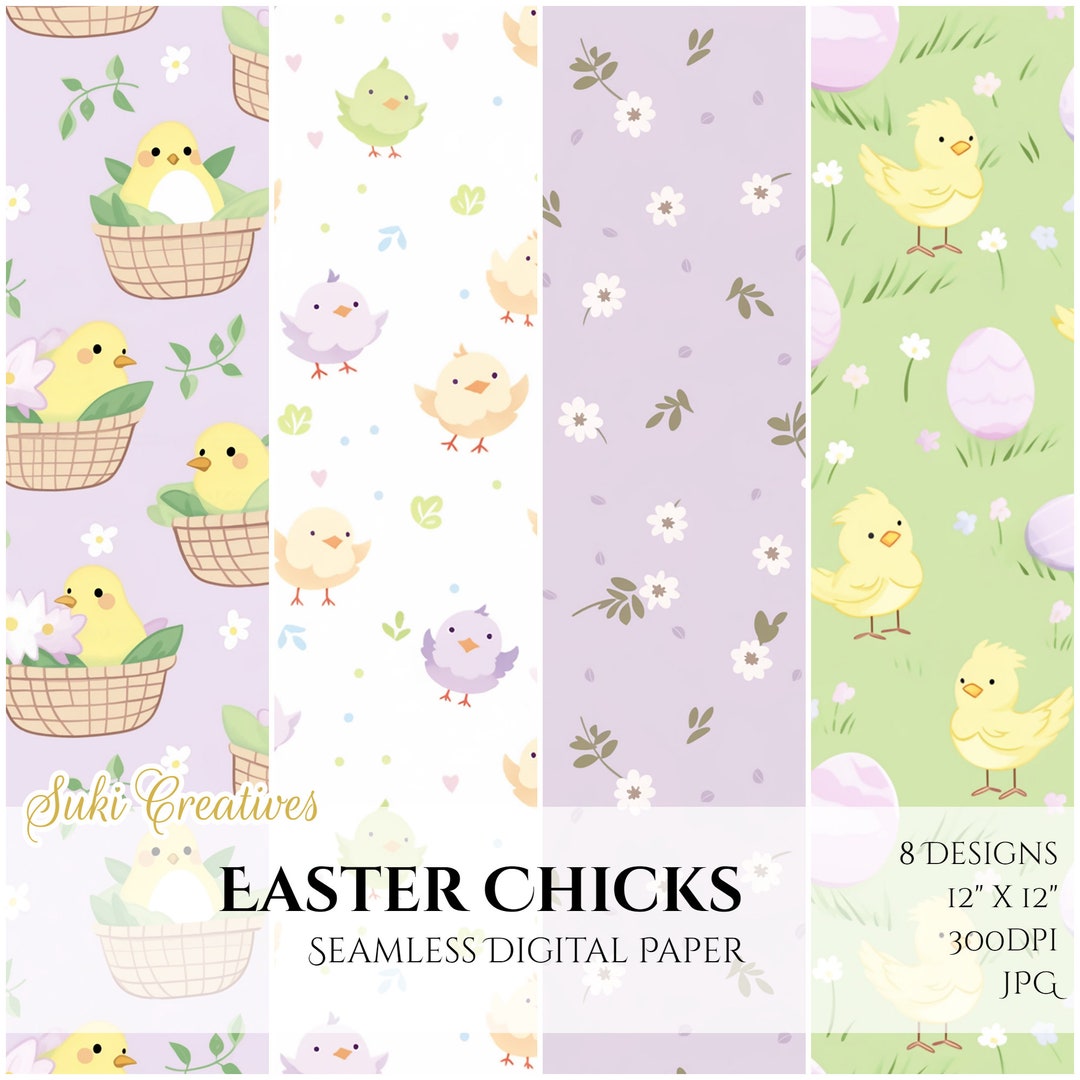 Easter Chicks | 8 Seamless Designs - Digital Papers | Card Making ...