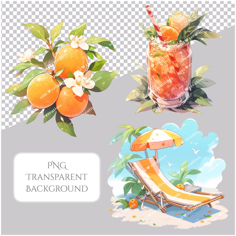 Orange Summer Holiday | 18 Designs - PNG Transparent Background | Card ...