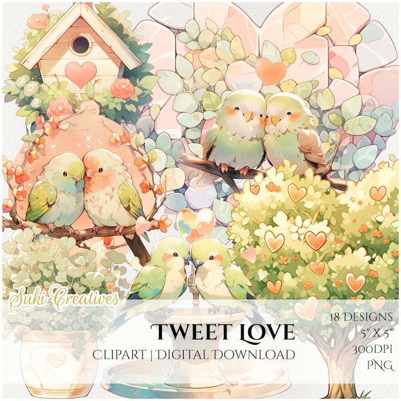 Love Birds Clip Art - Etsy