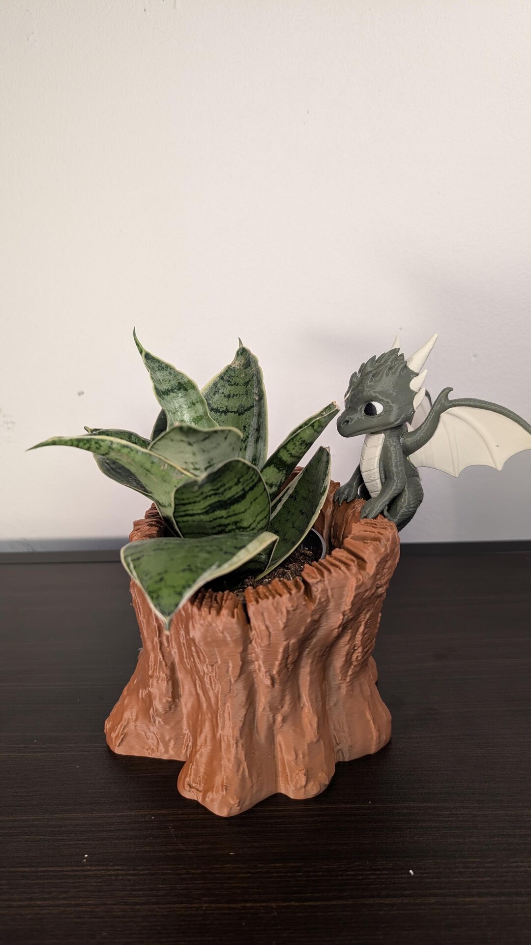 Enchanted Forest Tree Stump Planter With Removable Colorful Dragon ...