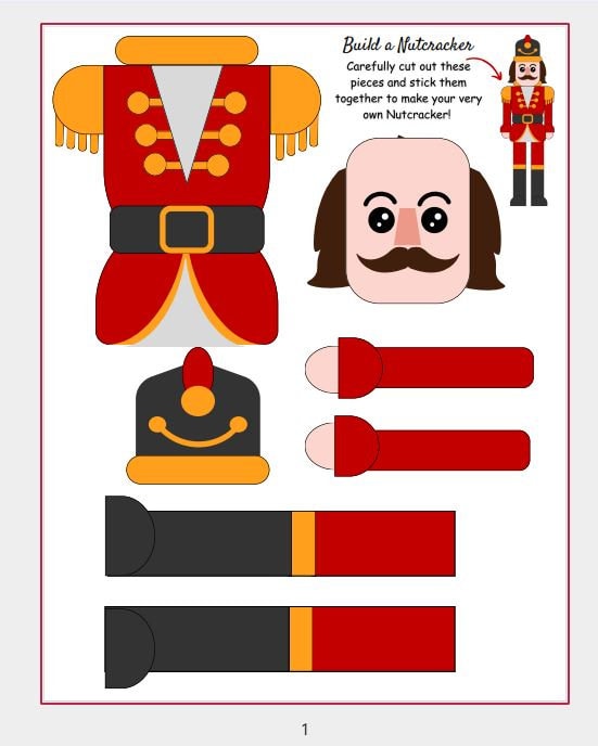 Christmas Craft Printable Nutcracker Nutcracker Printable - Etsy