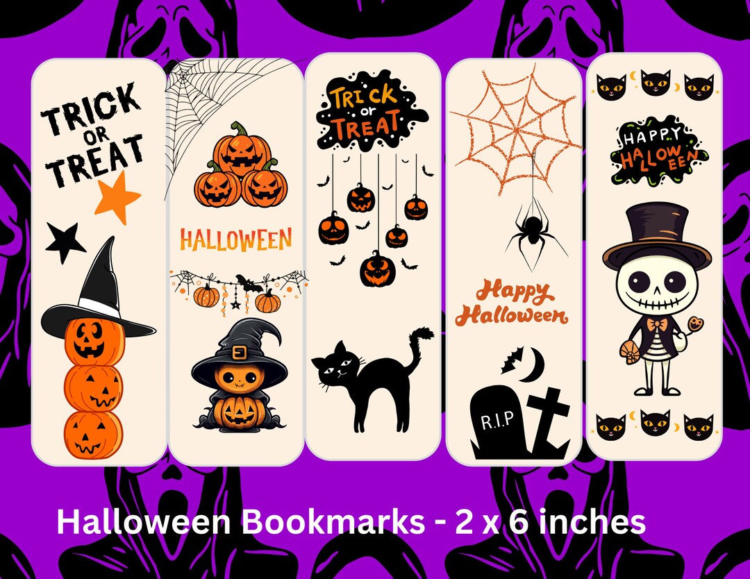 Halloween Spooky Bookish Reader Bookmarks Digital Printable Bookmarks ...