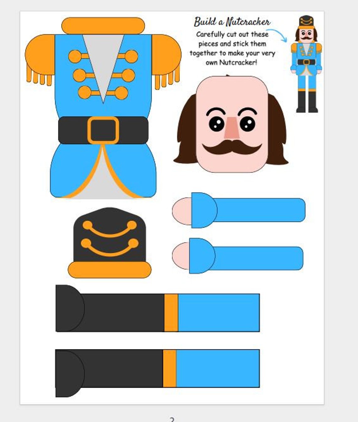 Christmas Craft Printable Nutcracker Nutcracker Printable - Etsy