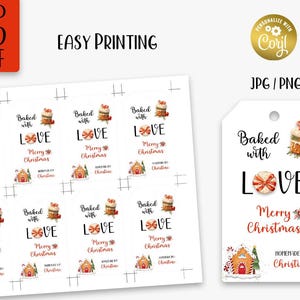 Baked With Love Gift Tag Editable Merry Christmas Cookies Favor Tag ...