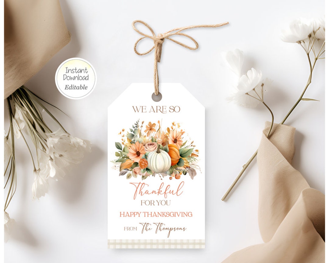 Pumpkin Thanksgiving Editable Gift Tag Pumpkin Favor Tag Digital ...