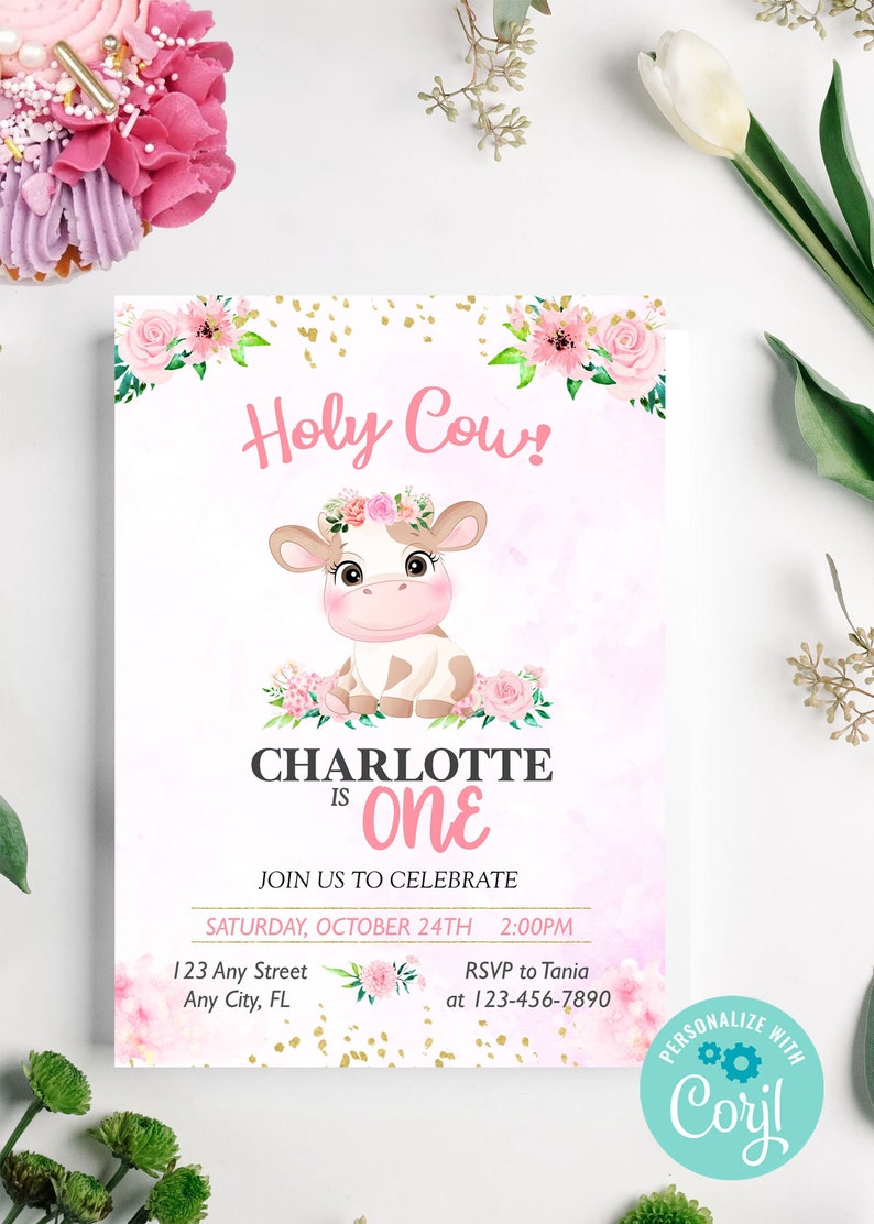 Editable Holy Cow Birthday Invitation Holy Cow First Birthday - Etsy