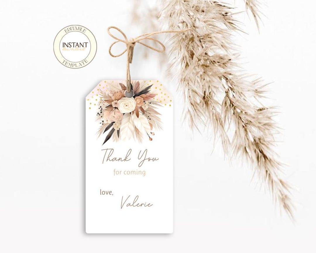 Boho Floral Favor Tag for Wedding Bridal Shower Baby Shower Birthday ...