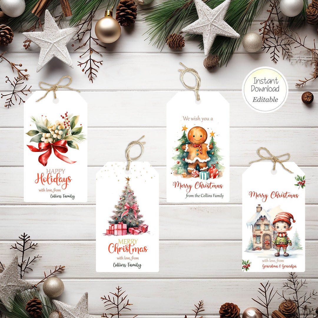Editable Christmas Favor Tag Bundle Holidays Gift Tag Instant Download ...