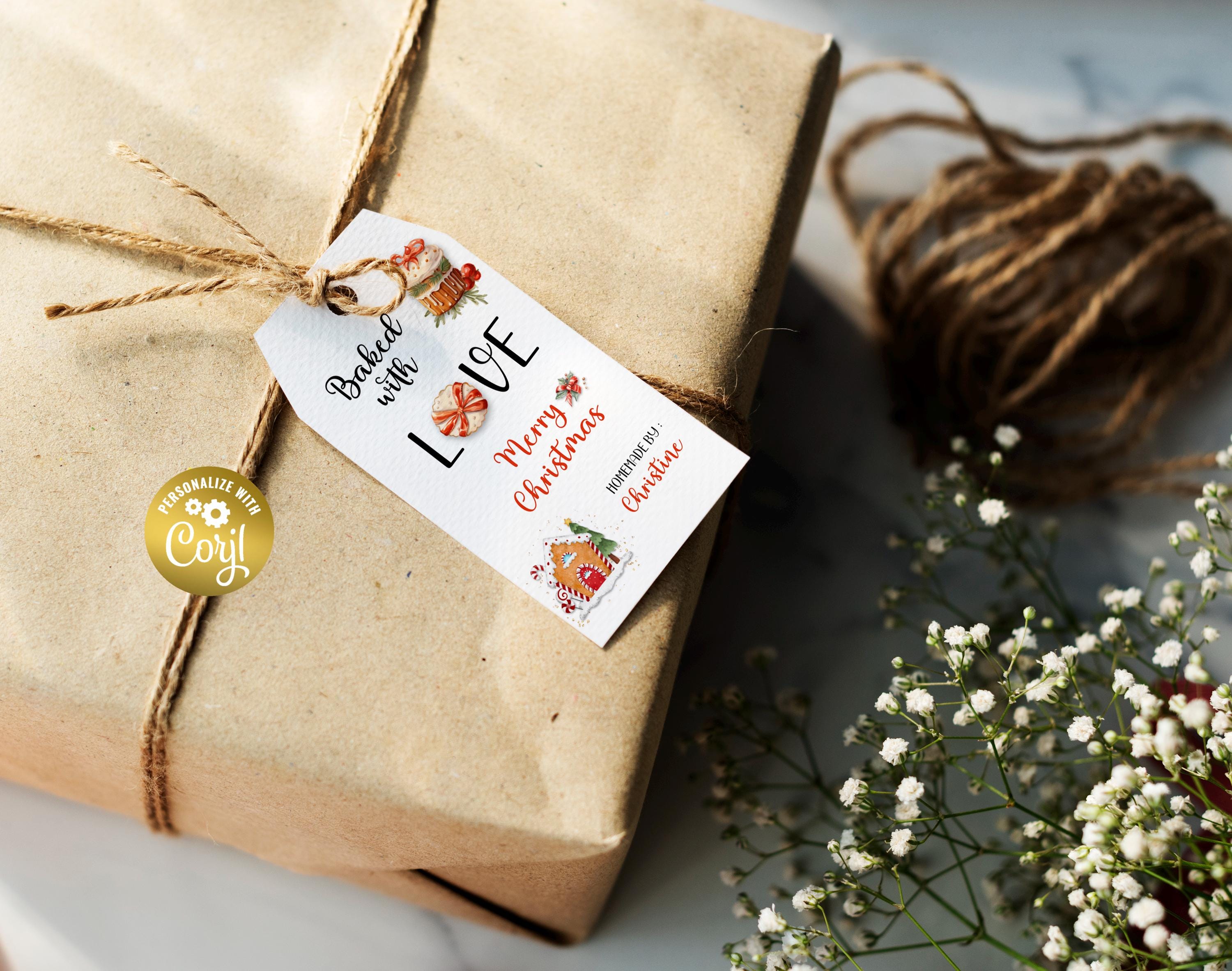Baked With Love Gift Tag Editable Merry Christmas Cookies Favor Tag ...