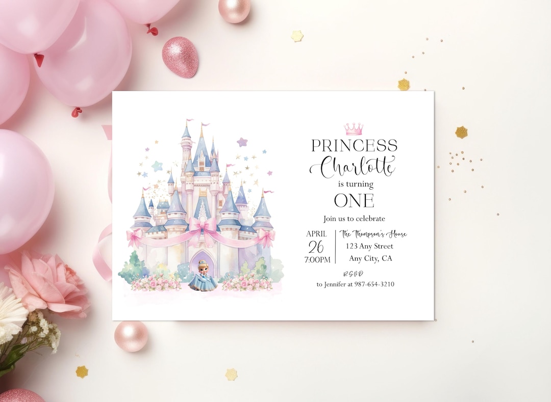 Princess First Birthday Invitation Editable Template Little Princess ...
