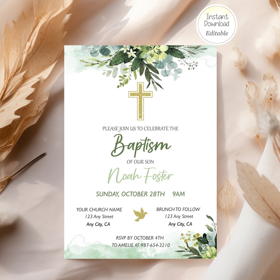 Editable Baptism Invitation Boy Baptism Invitation Template - Etsy
