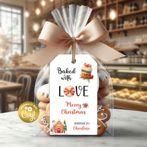 Baked With Love Gift Tag Editable Merry Christmas Cookies Favor Tag ...
