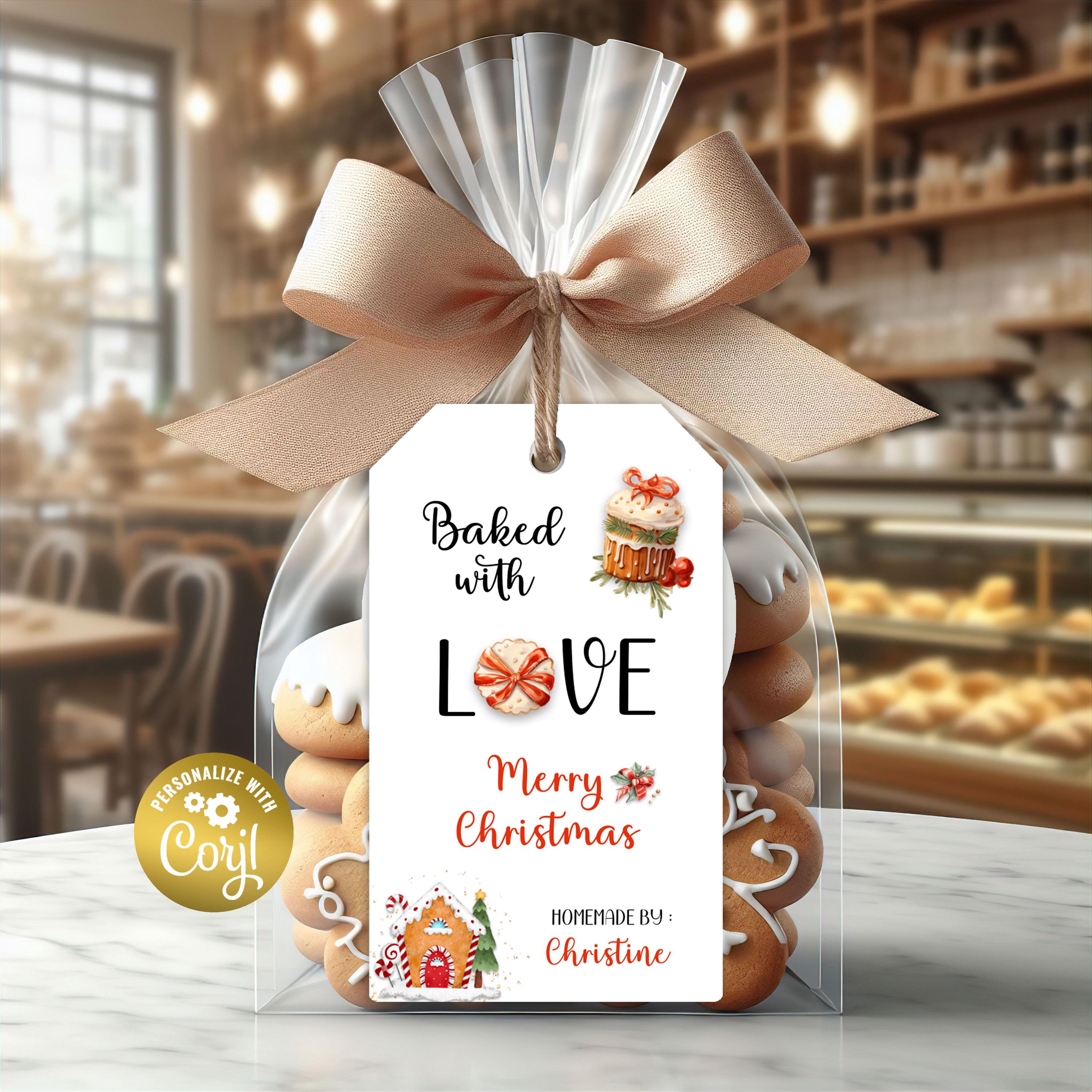 Baked With Love Gift Tag Editable Merry Christmas Cookies Favor Tag ...