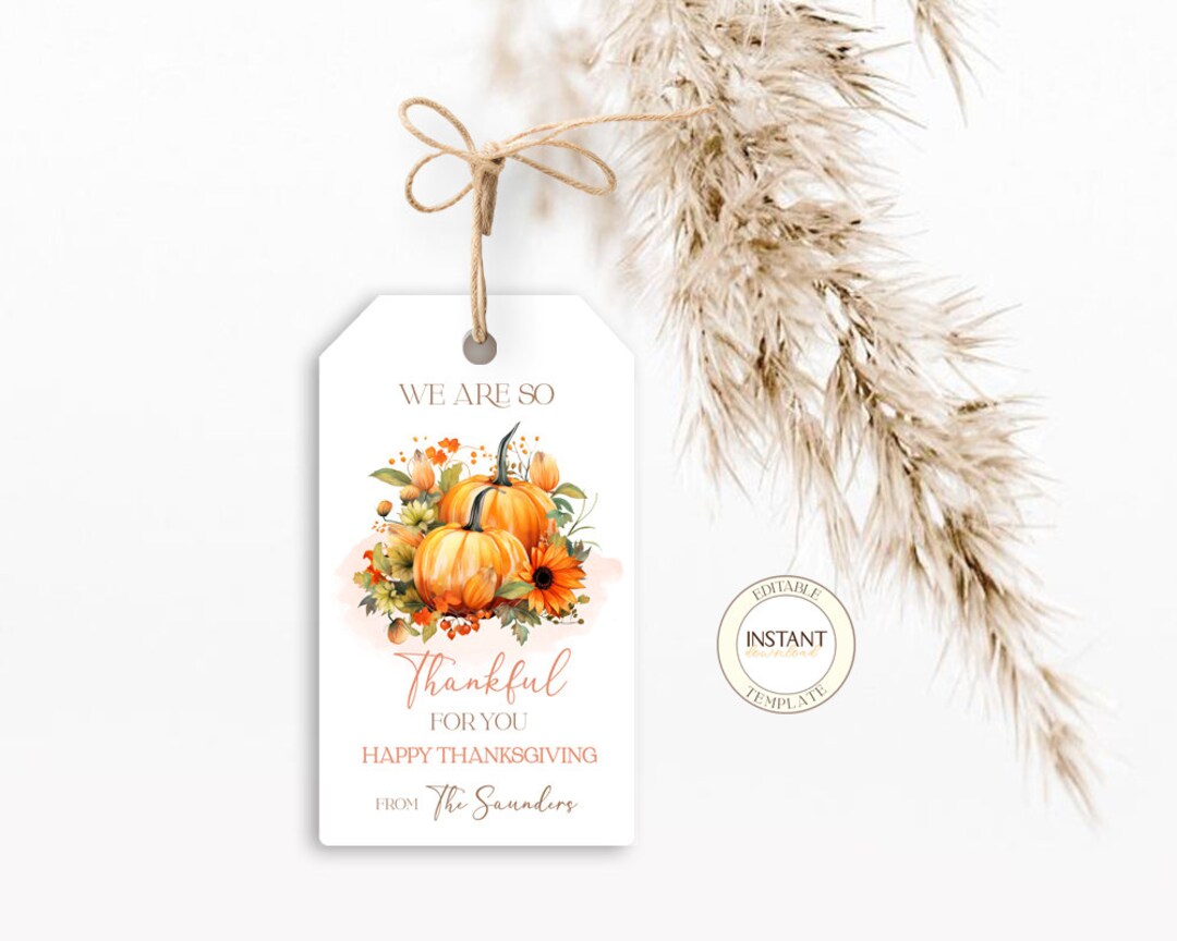 Pumpkin Fall Gift Tag: Editable Thanksgiving Favor (digital Template ...