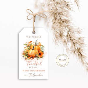 Pumpkin Fall Gift Tag: Editable Thanksgiving Favor (digital Template ...