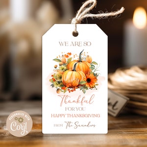 Pumpkin Fall Gift Tag: Editable Thanksgiving Favor (digital Template ...