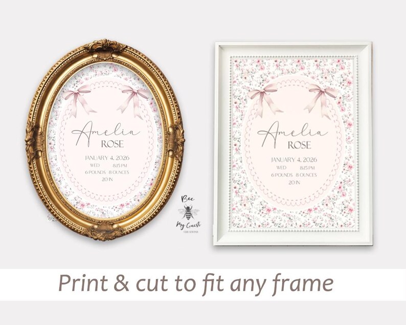 Custom Baby Birth Stats Sign Personalized Birth Announcement Baby Girl ...