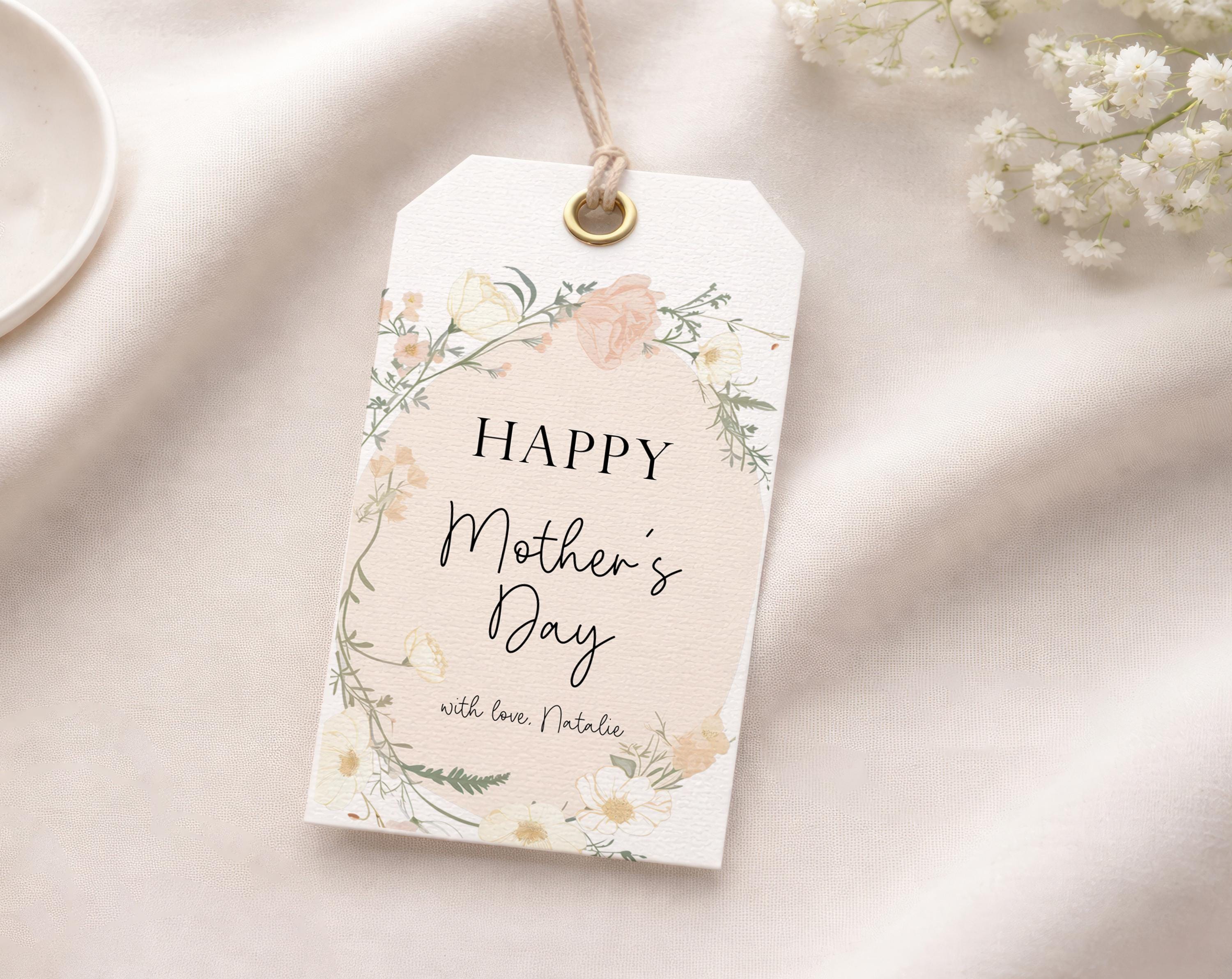 Mother’s Day Gift Tag Template Printable Editable Wildflower Favor Tag ...