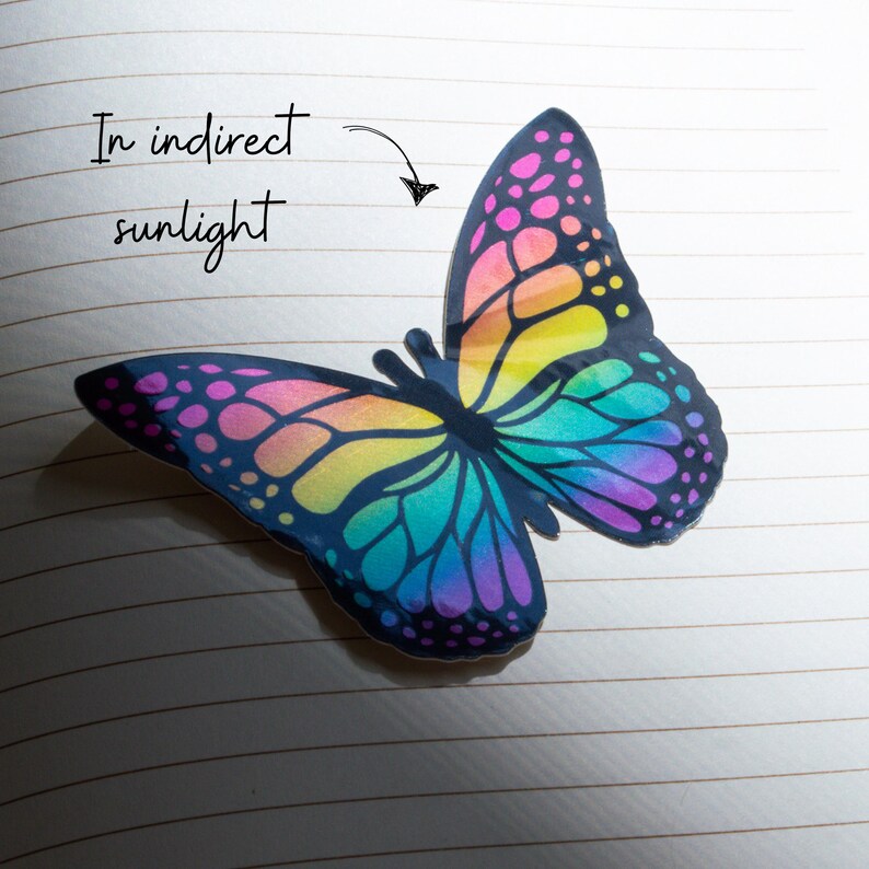 Rainbow Monarch Butterfly Sticker, Cute Glitter Sticker, Holographic ...
