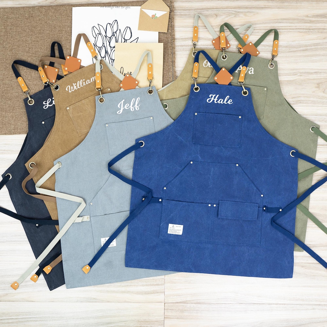 Personalized Canvas Apron: Custom Embroidery BBQ Apron, Men's Gift - Etsy