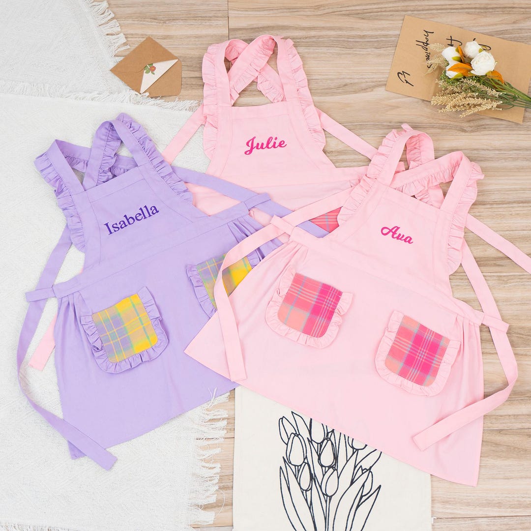 Personalized Kids Apron: Custom Embroidered Toddler Apron With Plaid ...