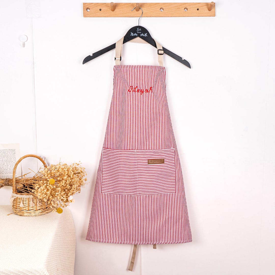 Personalized Striped Apron for Women, Custom Embroidered Name Apron ...