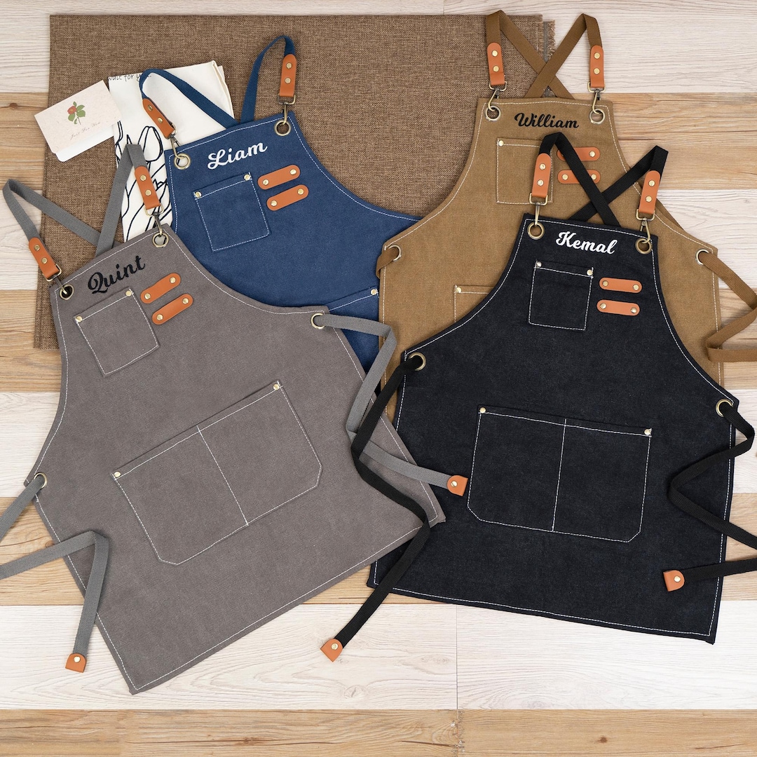 Personalized Canvas Kid's Apron, Custom Embroidery Toddler Apron With ...
