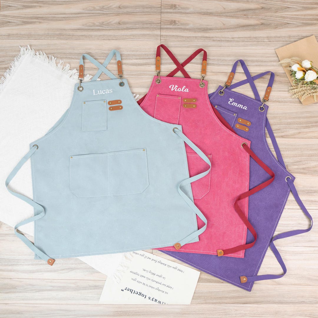 Personalized Embroidered Apron for Women, Custom Canvas Apron, Baking ...
