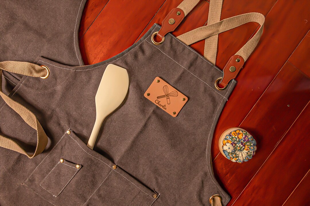 Personalized Canvas Apron: Adjustable Straps, Custom Leather Name - Etsy