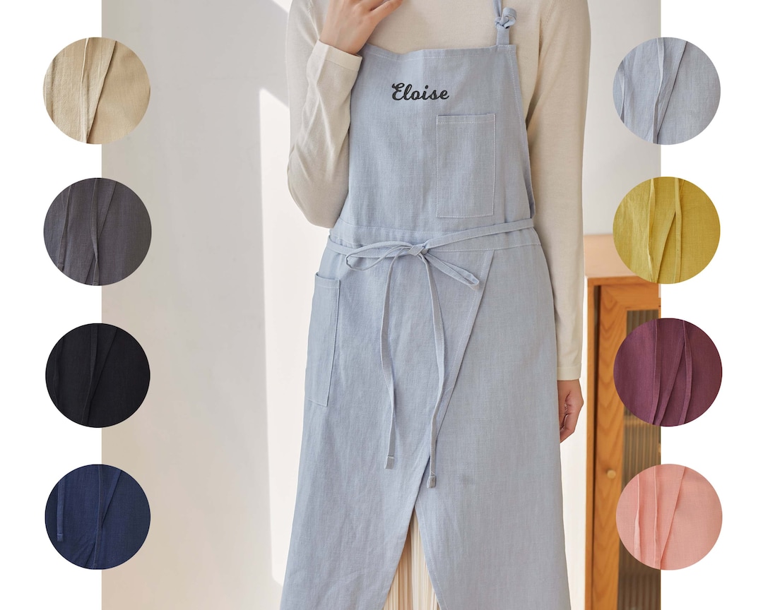 Custom Aprons for Women, Personalized Embroidery Apron, Ladies Apron, Pottery Apron With Split ...