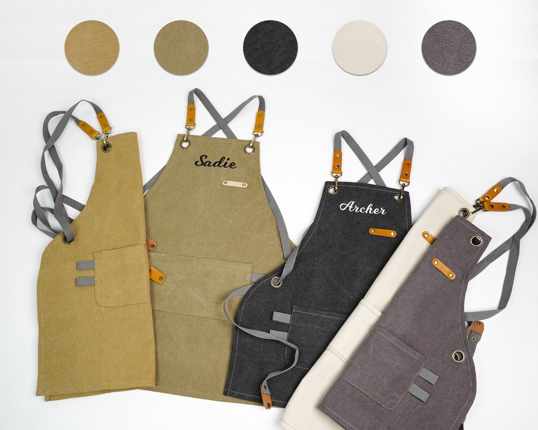 Personalized Apron for Kids, Custom Embroidery Canvas Toddler Apron ...