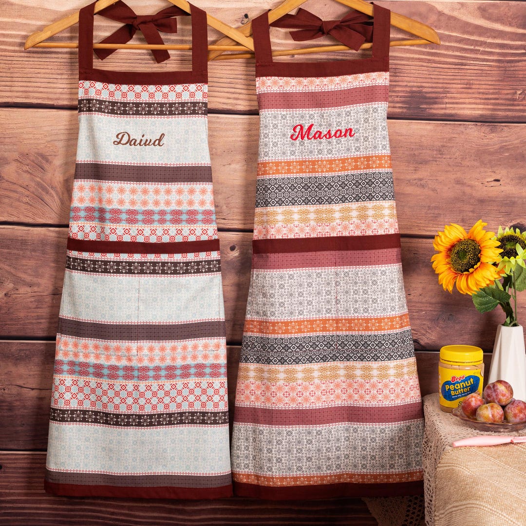 Embroidered Boho Apron With Pockets: Soft Cotton-blend Vintage Style ...
