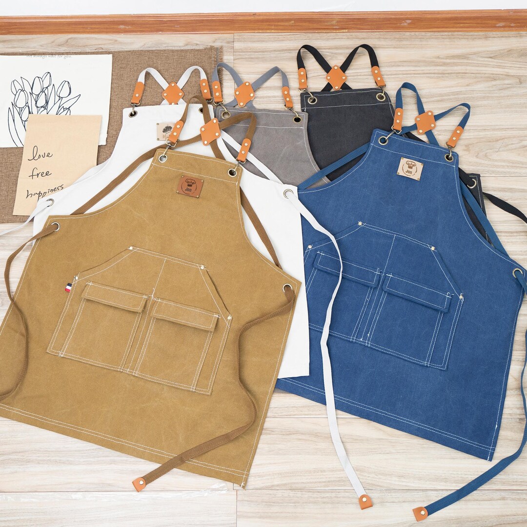 Personalized Canvas Apron for Men: Cooking Apron With Pocket, Workshop ...