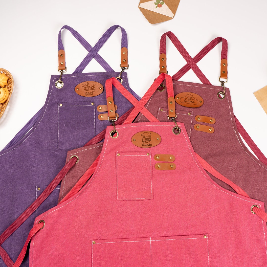 Custom Bright Colors Apron for Women, Personalized Canvas Apron With ...
