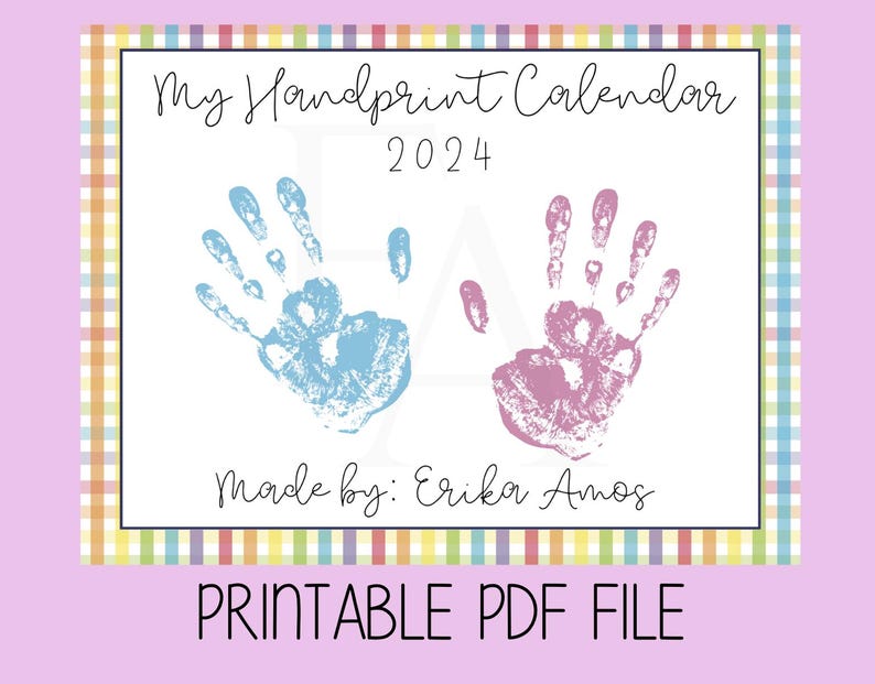 2025 Handprint Calendar Printable File - PDF - Etsy