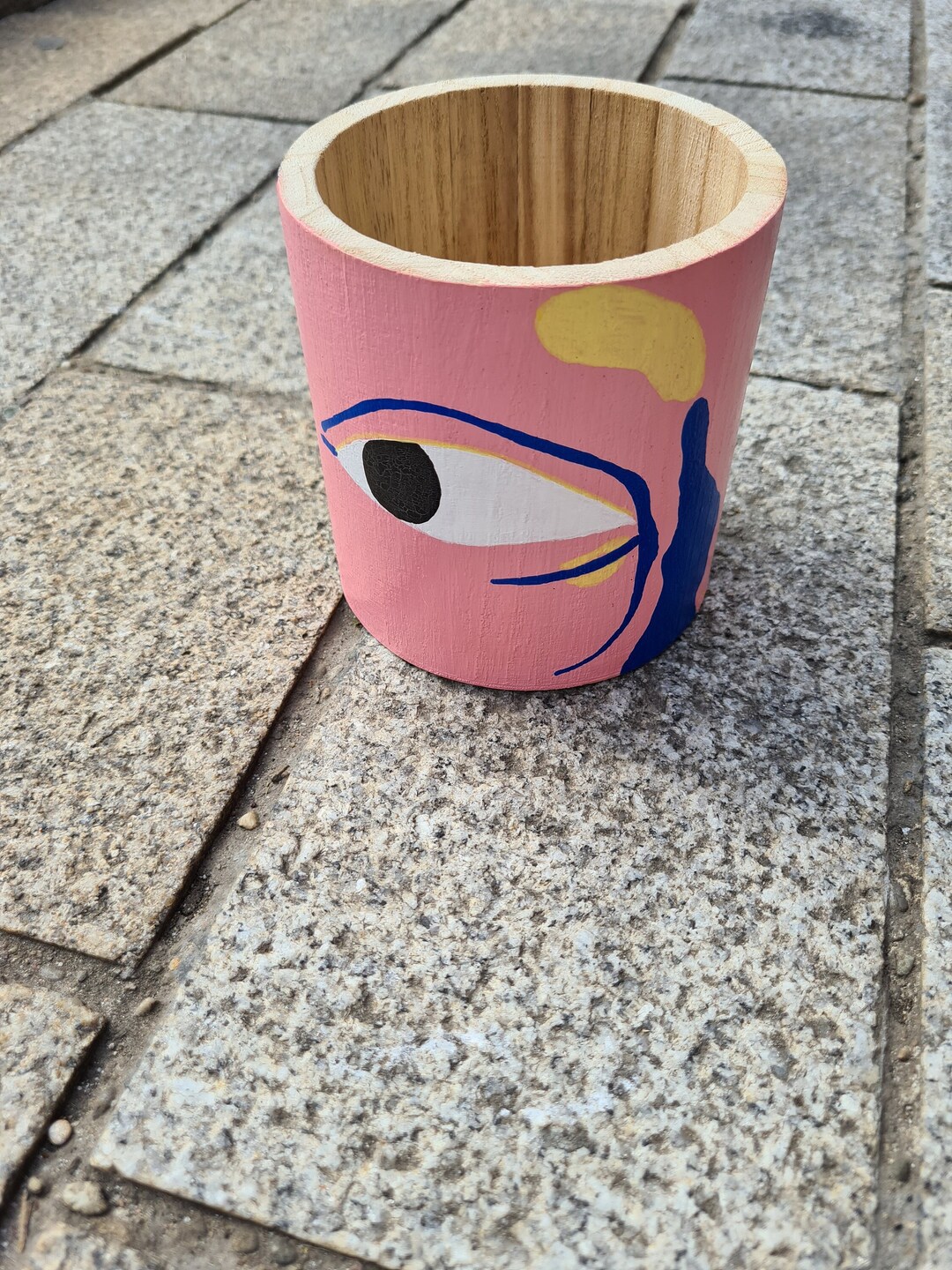 Wooden Pot, Pop Face, Pencil Pot, Colorful Utensil Pot - Etsy