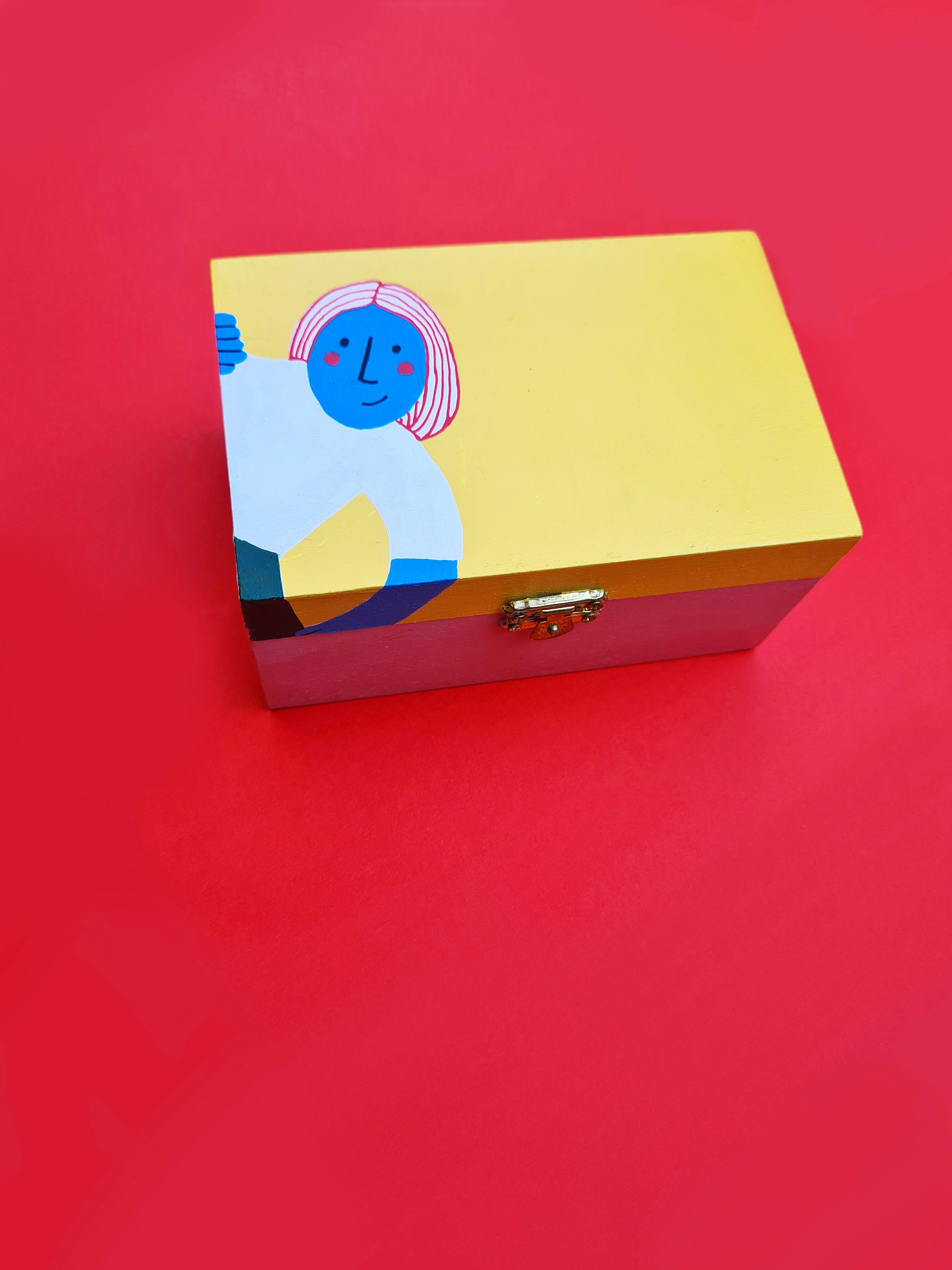 Colorful Wooden Box, Hand Painted Box, Jewelry Box - Etsy