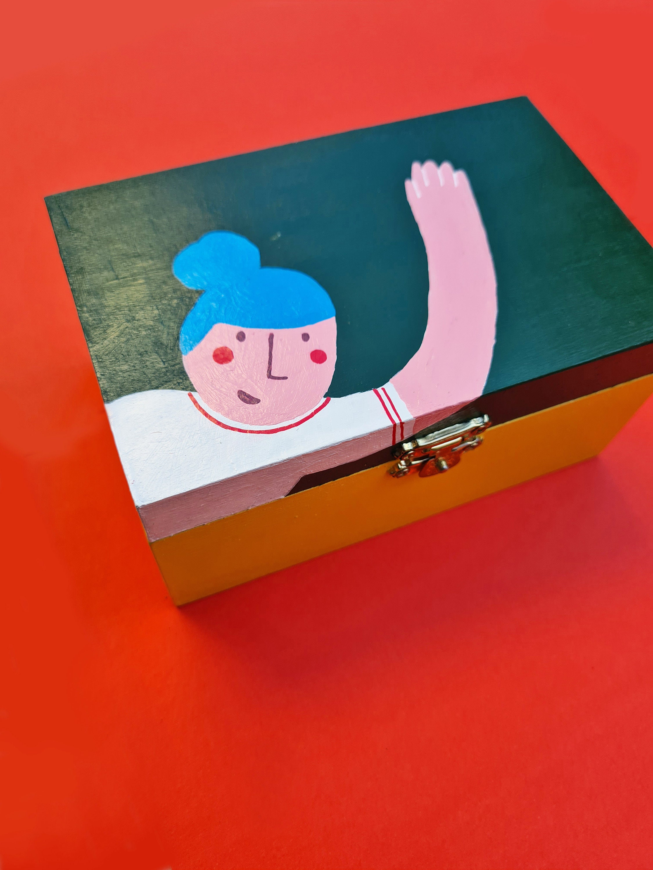 Colorful Wooden Box, Hand Painted Box, Jewelry Box - Etsy