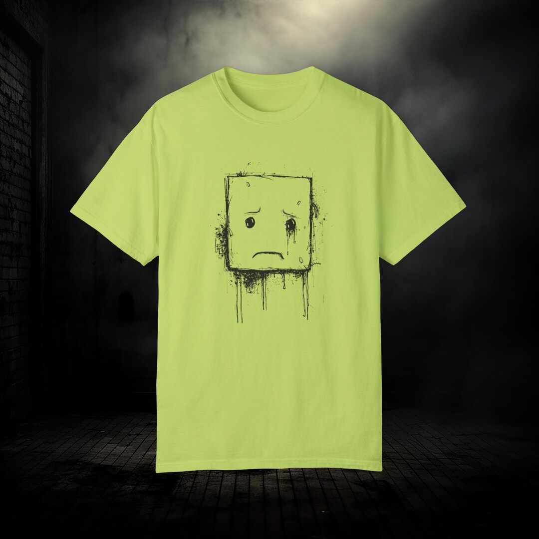 Sad Face Graphic Tee, Frown Face Grunge Aesthetic Shirt, Distressed ...