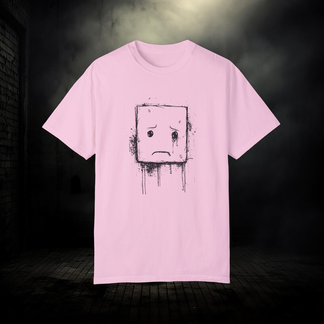 Emotional Square Shirt, Cool Grunge Top, Sad Face T-shirt, Punk ...