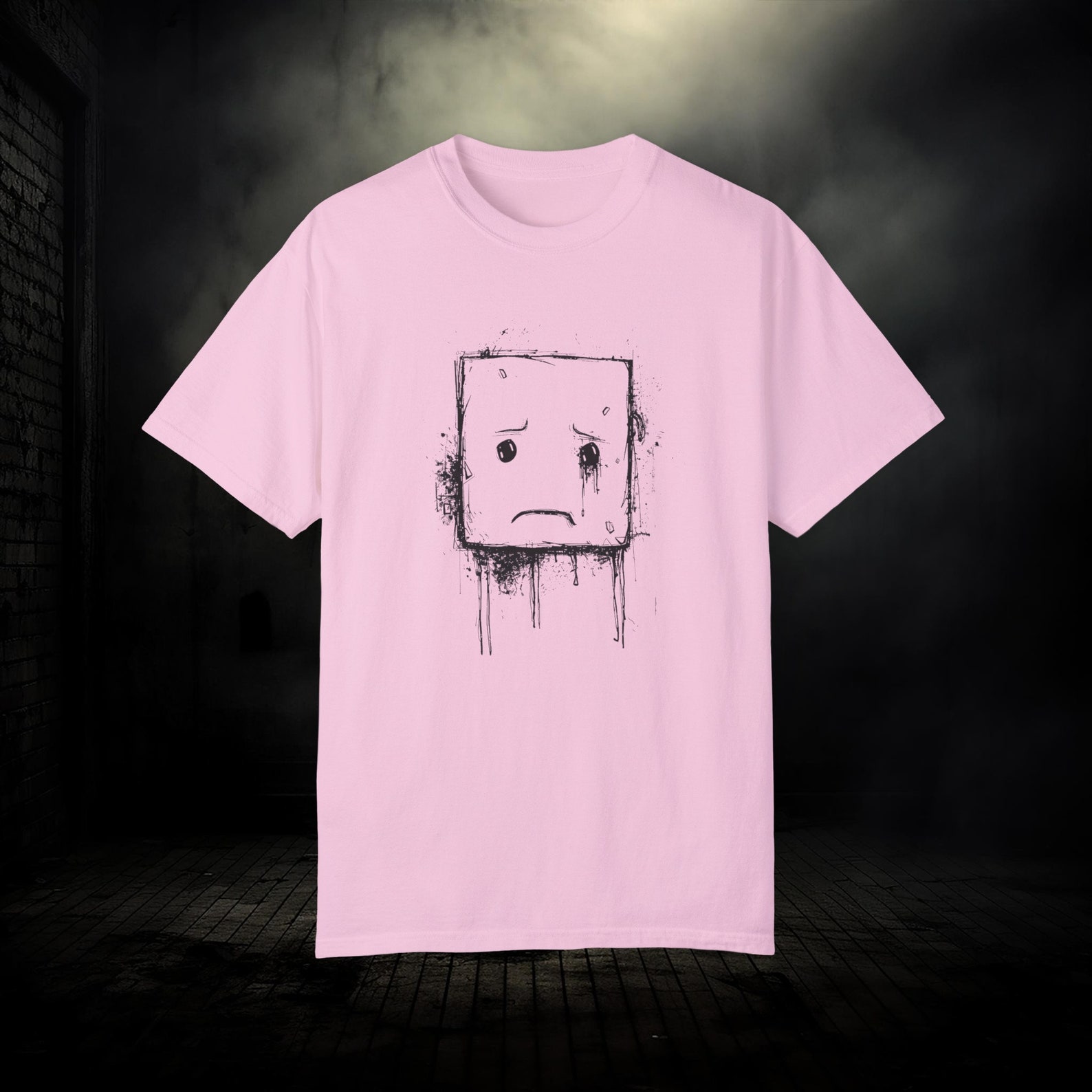 Emotional Square Shirt, Cool Grunge Top, Sad Face T-shirt, Punk ...